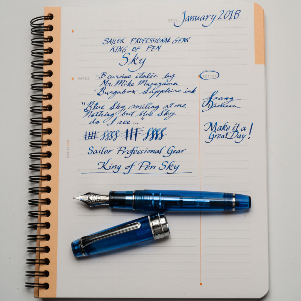 Review: Sailor Professional Gear King of Pen (Sky, Broad Cursive Italic ...